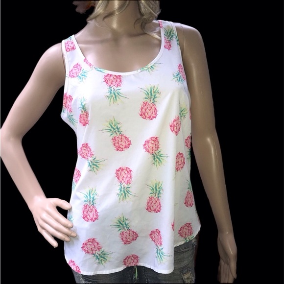Time and Tru | Tops | Silky Pineapple Tank | Poshmark